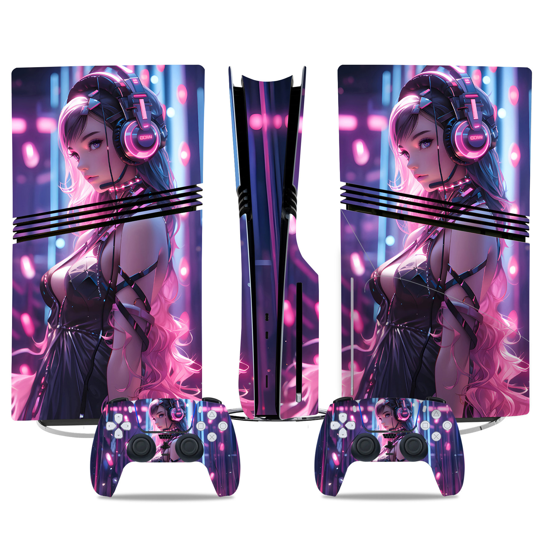 Cyberpunk Anime Girl PS5 Pro Skin – Neon Console And Controller Sticker ... Cyberpunk Anime Girl PS5 Pro Skin – Neon Console And Controller Sticker ...